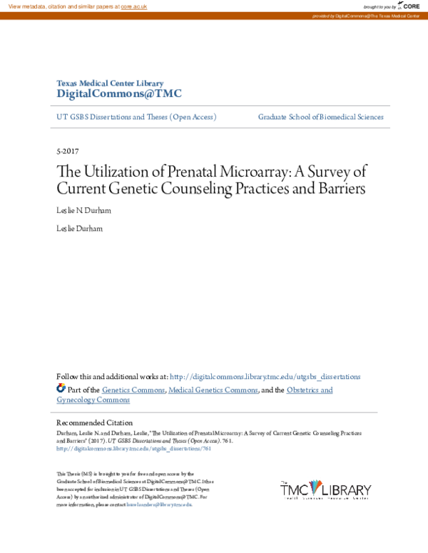 (PDF) The utilization of prenatal microarray: A survey of current ...