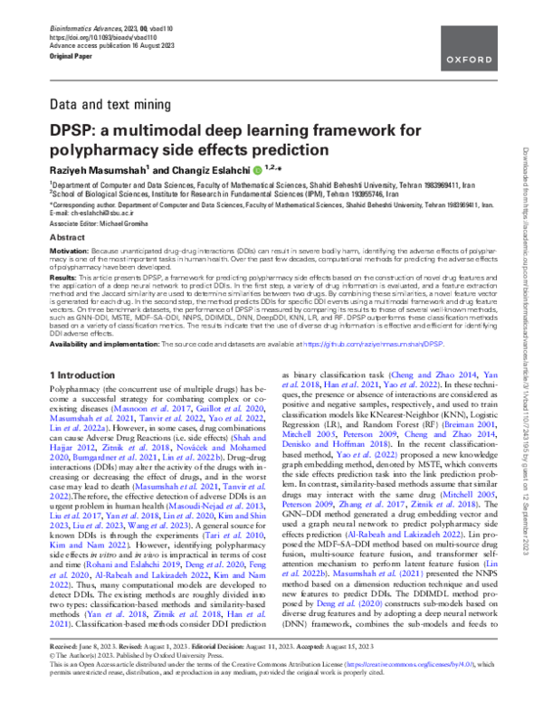 (PDF) DPSP: a multimodal deep learning framework for polypharmacy side ...