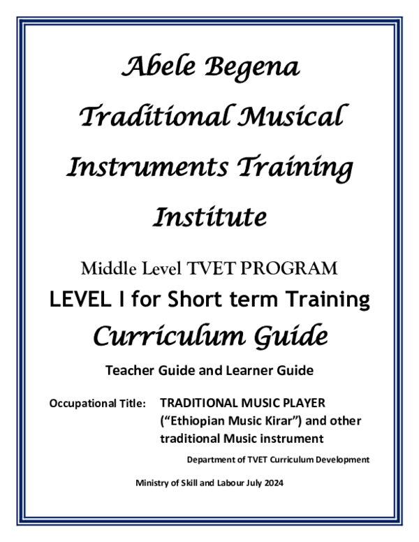 (PDF) Techer Guide and Learner Guide Abele Begena Traditional Musical ...