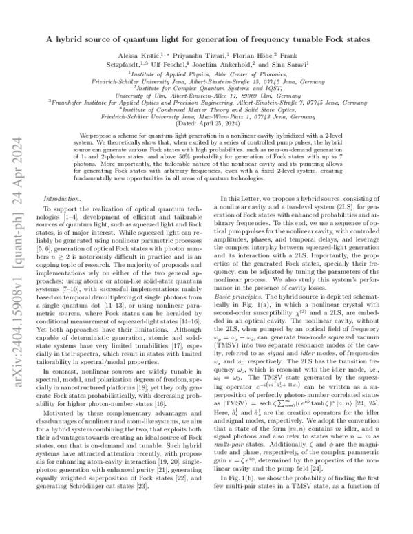 (PDF) A hybrid source of quantum light for generation of frequency ...