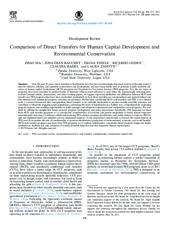 (PDF) Integrating Human Capital Development and Environmental Transfers