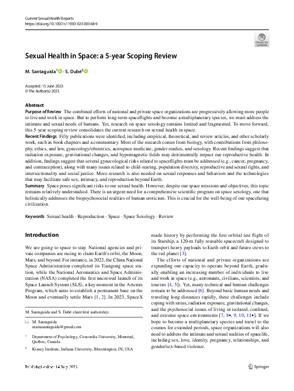 (PDF) Sexual Health in Space: a 5-year Scoping Review