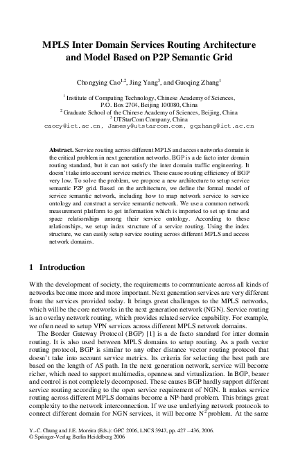 (PDF) MPLS Inter Domain Services Routing Architecture and Model Based ...