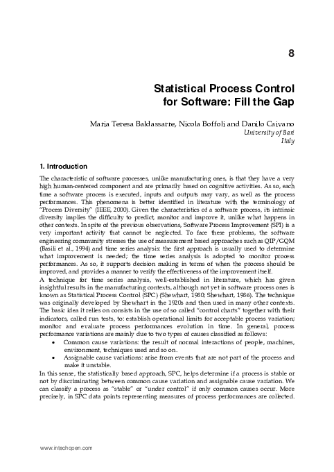 (PDF) Statistical Process Control for Software: Fill the Gap