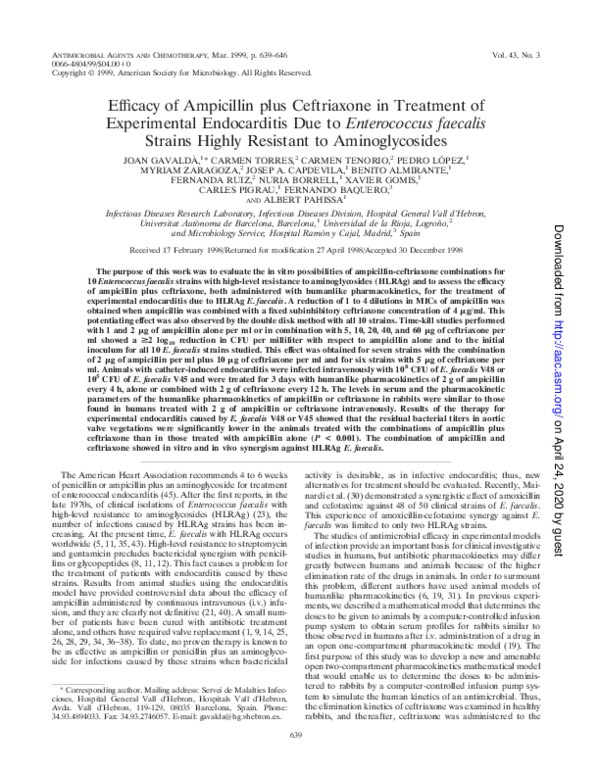 (PDF) Efficacy of Ampicillin plus Ceftriaxone in Treatment of ...