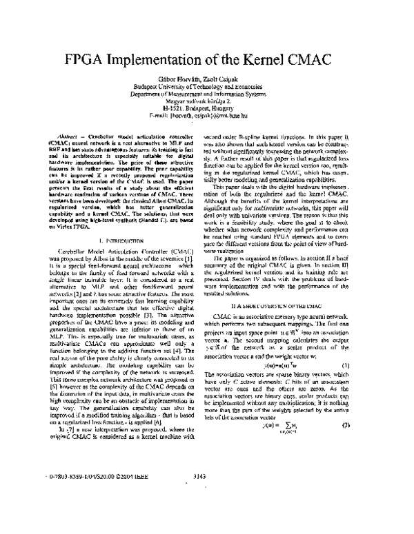 (PDF) FPGA implementation of the kernel CMAC