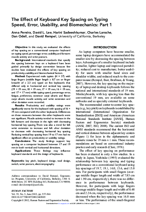 (PDF) The Effect of Keyboard Key Spacing on Typing Speed, Error ...