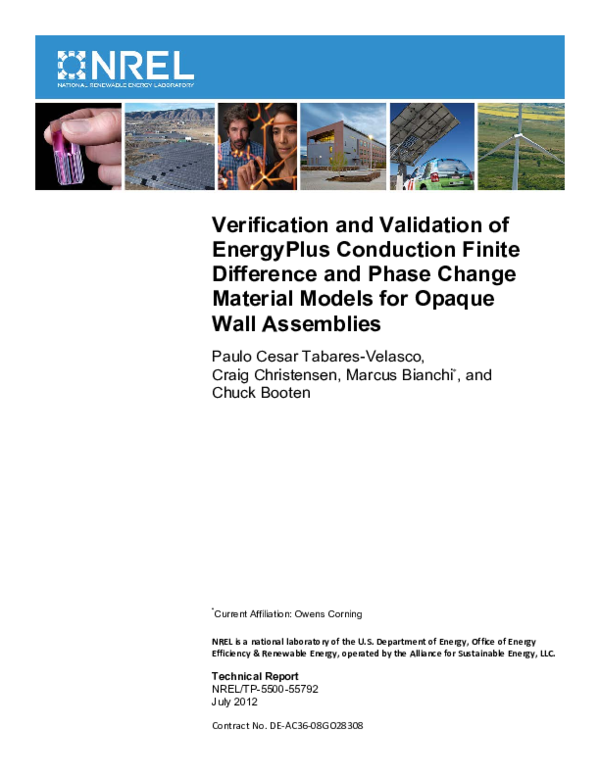 (PDF) Verification and Validation of EnergyPlus Conduction Finite Difference and Phase Change ...