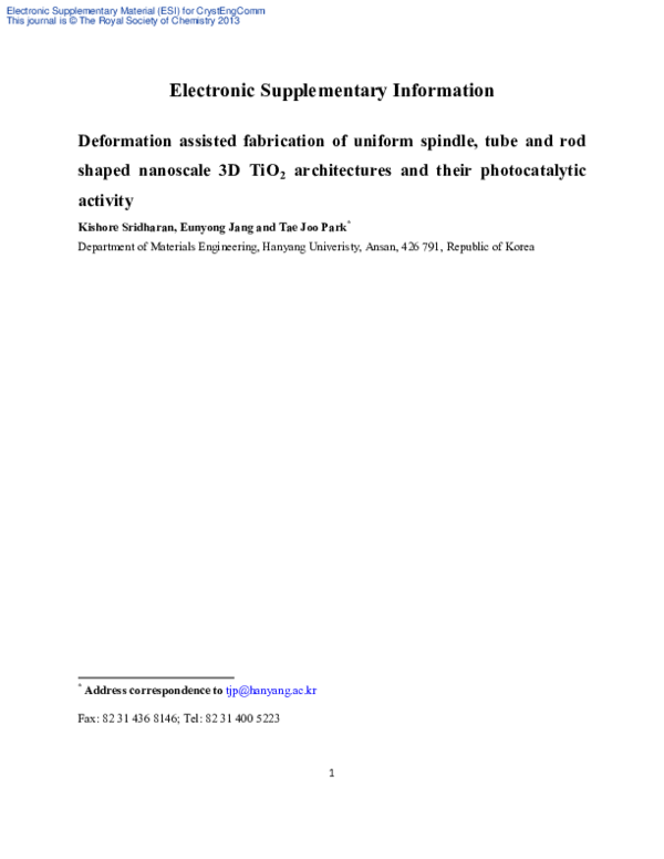 (PDF) Deformation assisted fabrication of uniform spindle, tube and rod ...