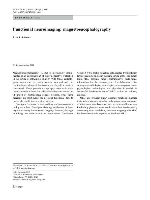 (PDF) Functional neuroimaging: magnetoencephalography