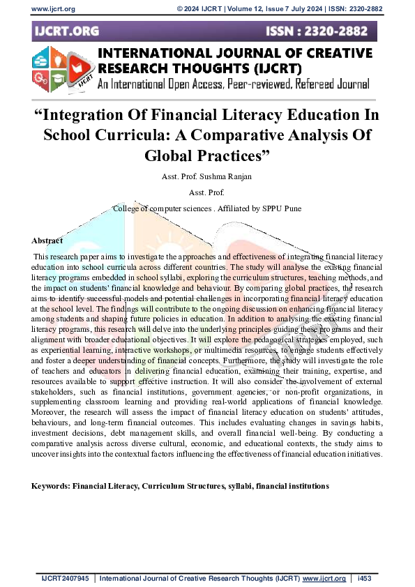 (PDF) "Integration Of Financial Literacy Education In School Curricula ...