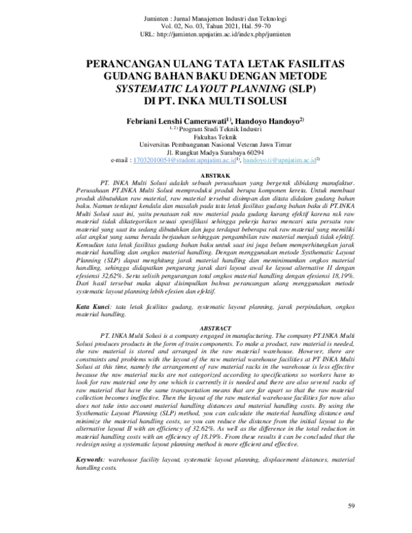 (PDF) Perancangan Ulang Tata Letak Fasilitas Gudang Bahan Baku Dengan ...