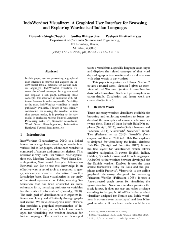 (PDF) IndoWordnet Visualizer: A Graphical User Interface for Browsing and Exploring Wordnets of ...
