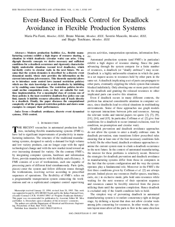 (PDF) Event-based feedback control for deadlock avoidance in flexible production systems