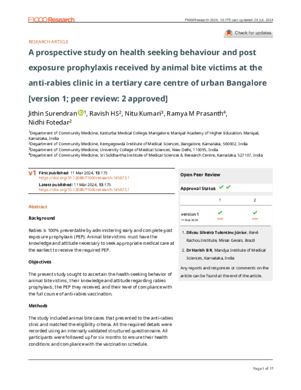 (PDF) A prospective study on health seeking behaviour and post exposure ...
