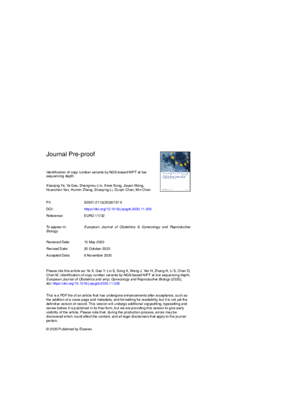 (PDF) Identification of copy number variants by NGS-based NIPT at low ...