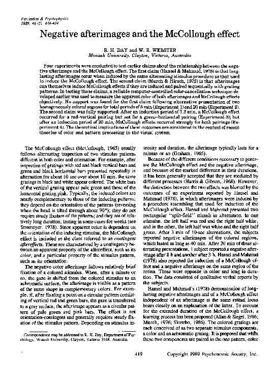 (PDF) Negative afterimages and the McCollough effect