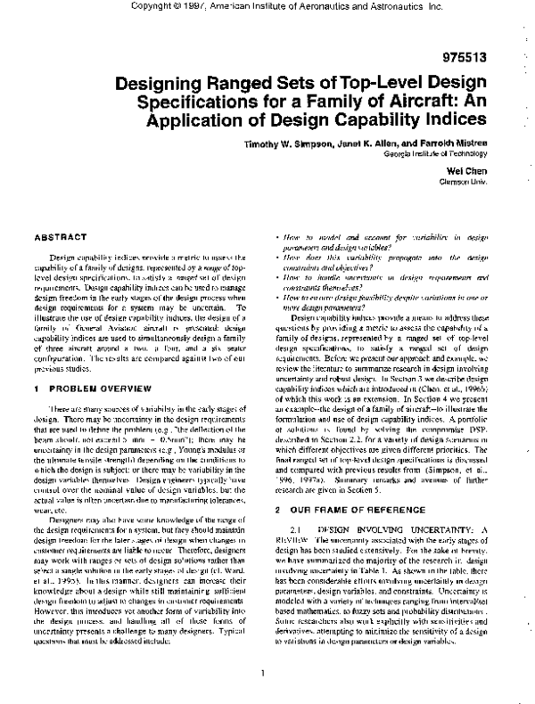 (PDF) Designing ranged sets of top-level design specifications for a ...