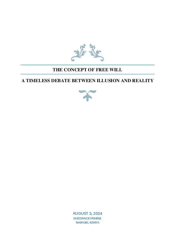 (PDF) THE CONCEPT OF FREE WILL
