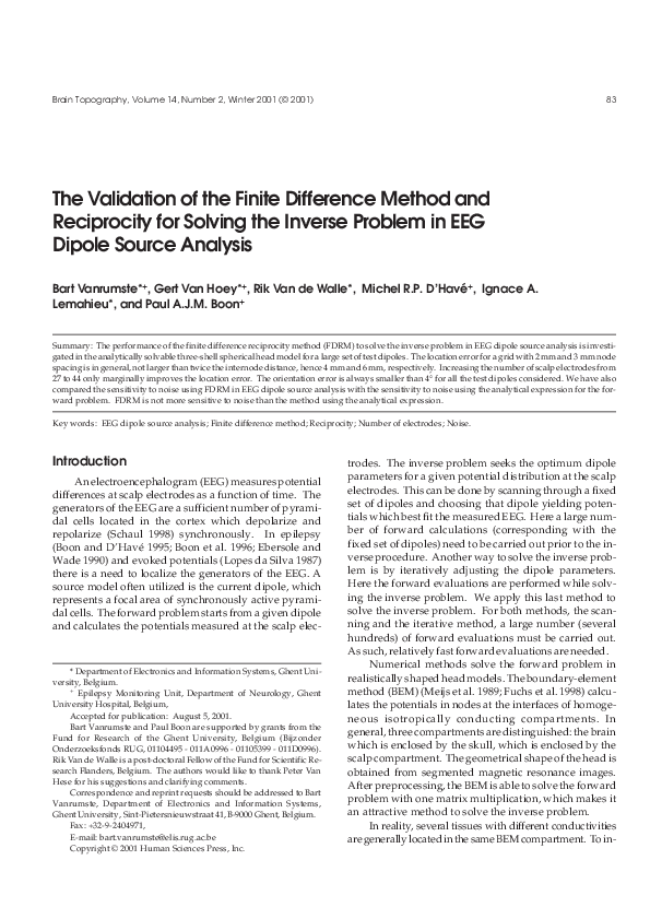 (PDF) The Validation of the Finite Difference Method and Reciprocity for Solving the Inverse ...