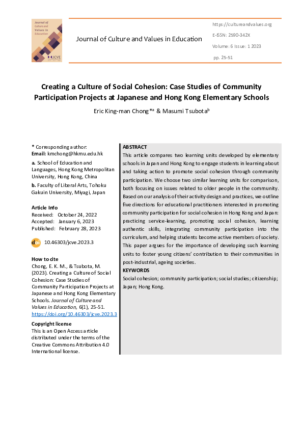 (PDF) Creating a Culture of Social Cohesion: Case Studies of Community ...