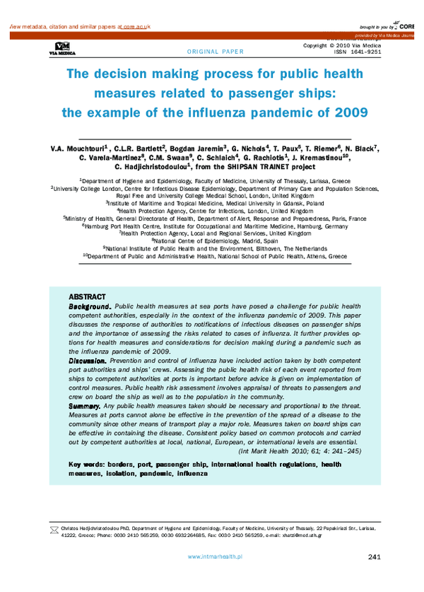 (PDF) The decision making process on public health measures related to ...