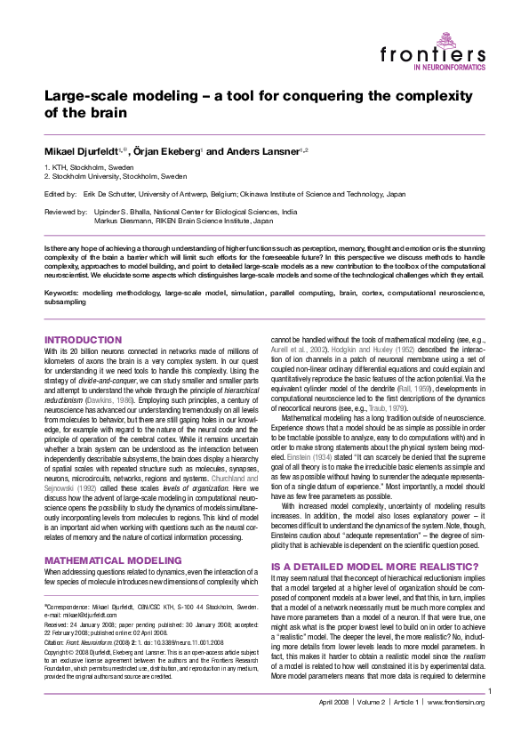 (PDF) Large-scale modeling-a tool for conquering the complexity of the ...