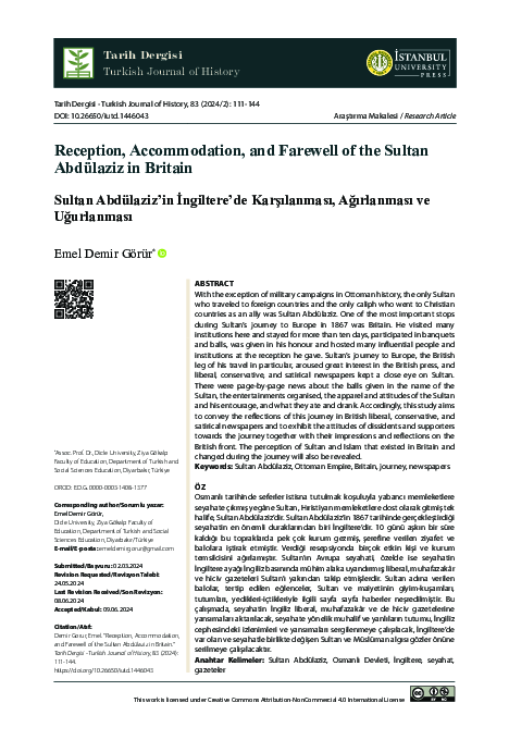 (PDF) Emel Demir Görür, "Reception, Accommodation, and Farewell of the ...