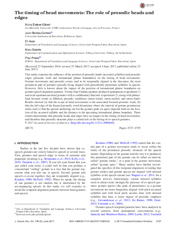 Pdf The Timing Of Head Movements The Role Of Prosodic Heads And Edges