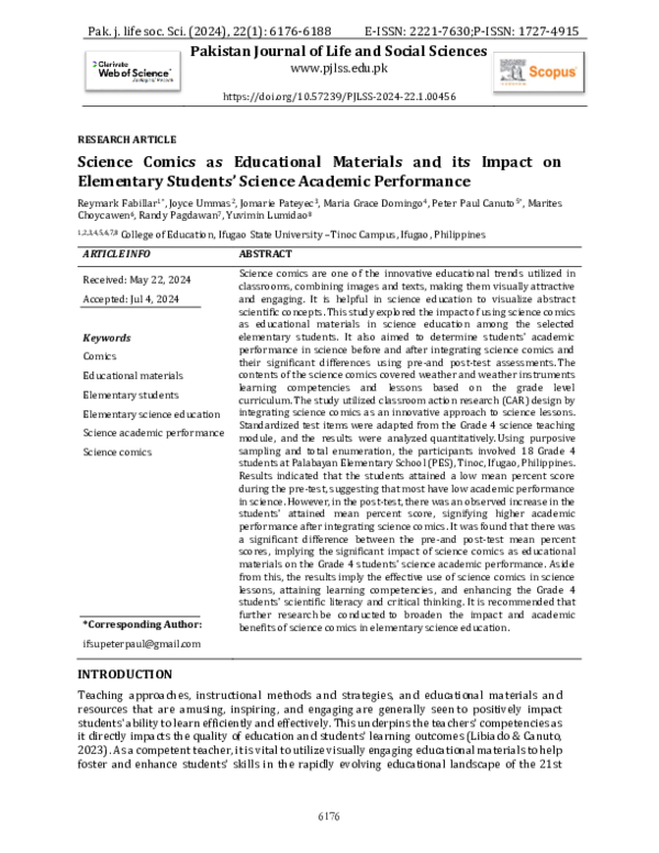 (PDF) Science Comics as Educational Materials and its Impact on ...