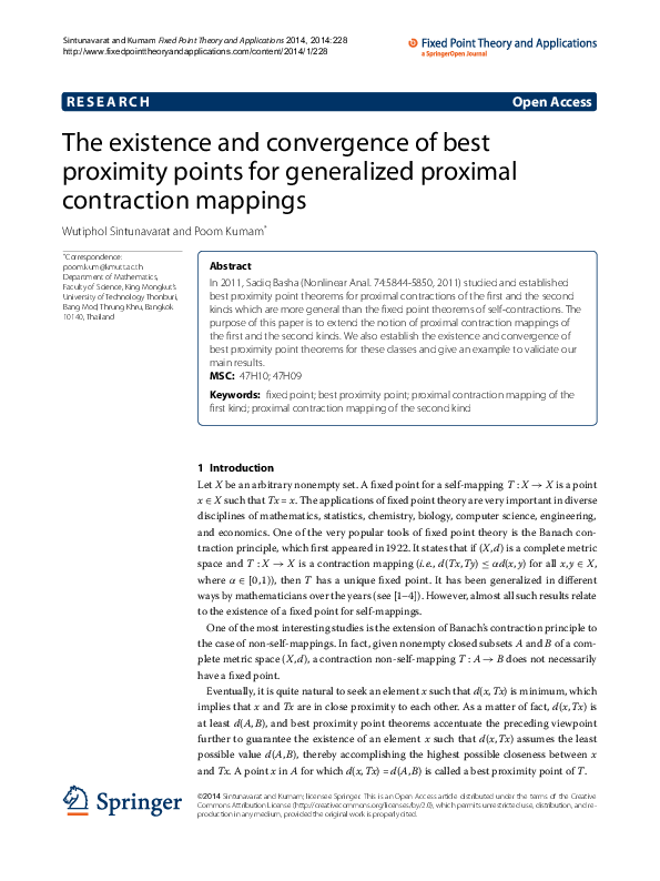 (PDF) Existence and convergence of best proximity points in $$\mathrm{{CAT}}_\mathrm{{p}}(0 ...
