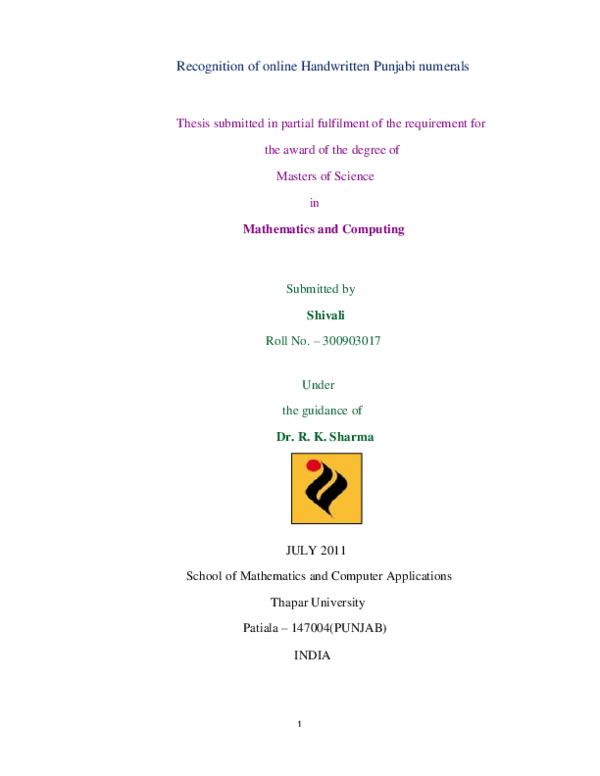 (PDF) Recognition of Handwritten Kannada Numerals