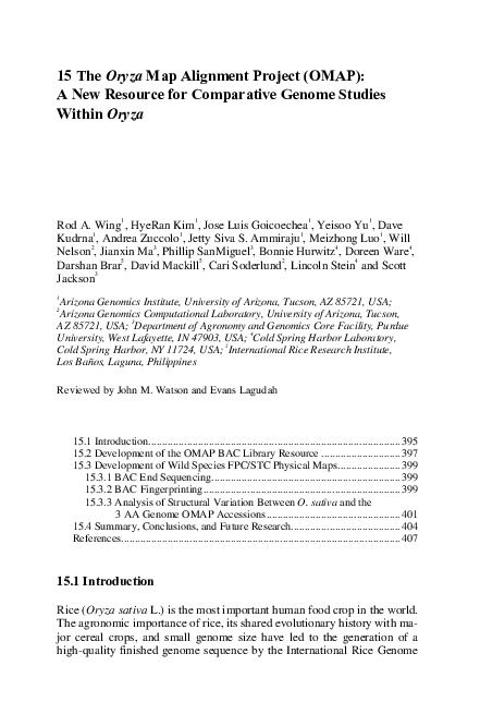 (PDF) The Oryza Map Alignment Project (OMAP): A New Resource for ...