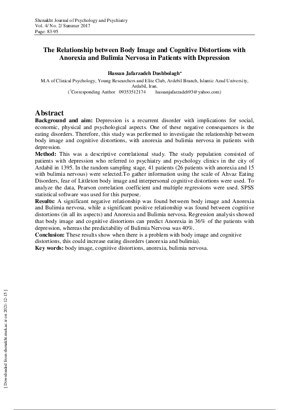 (PDF) The Relationship between Body Image and Cognitive Distortions ...