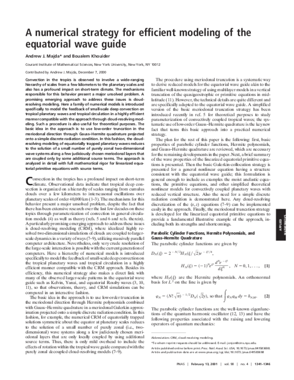 (PDF) A numerical strategy for efficient modeling of the equatorial wave guide