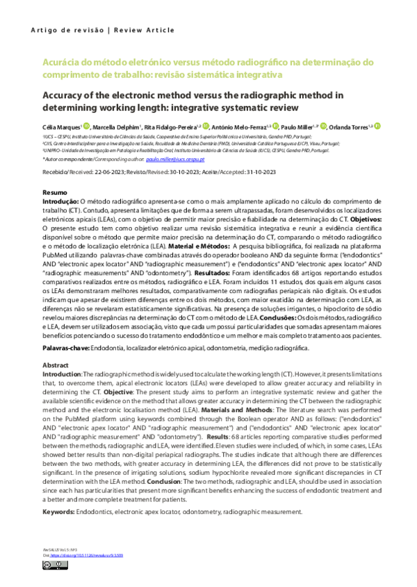 Pdf Accuracy Of The Electronic Method Versus The Radiographic Method