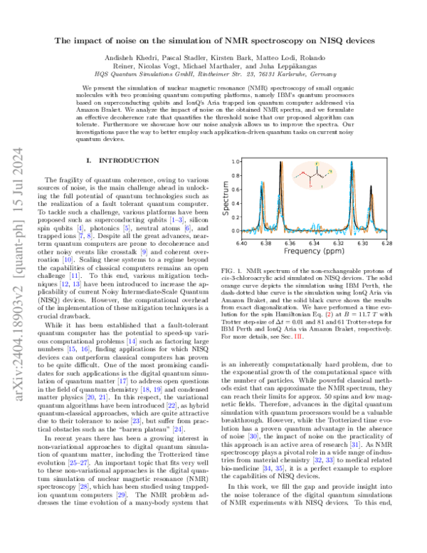 (PDF) The impact of noise on the simulation of NMR spectroscopy on NISQ ...