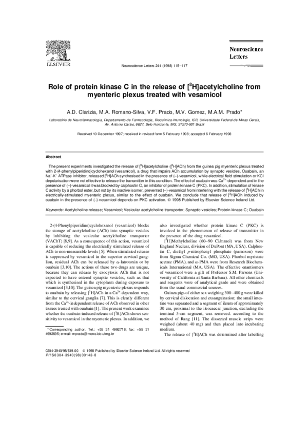 (PDF) Role of protein kinase C in the release of [3H]acetylcholine from ...