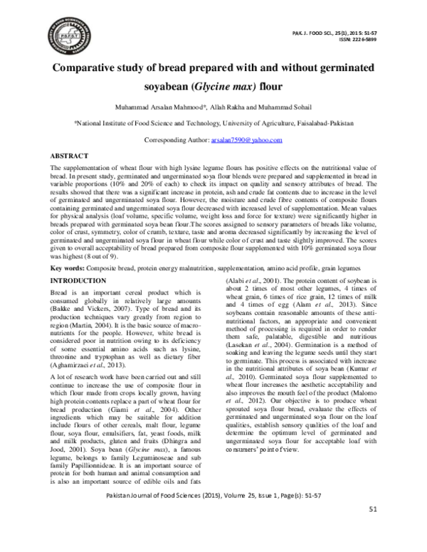 (PDF) Comparative study of bread prepared with and without germinated ...