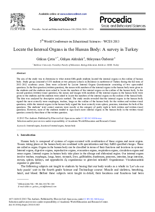(PDF) Locate the Internal Organs in the Human Body: A Survey in Turkey ...