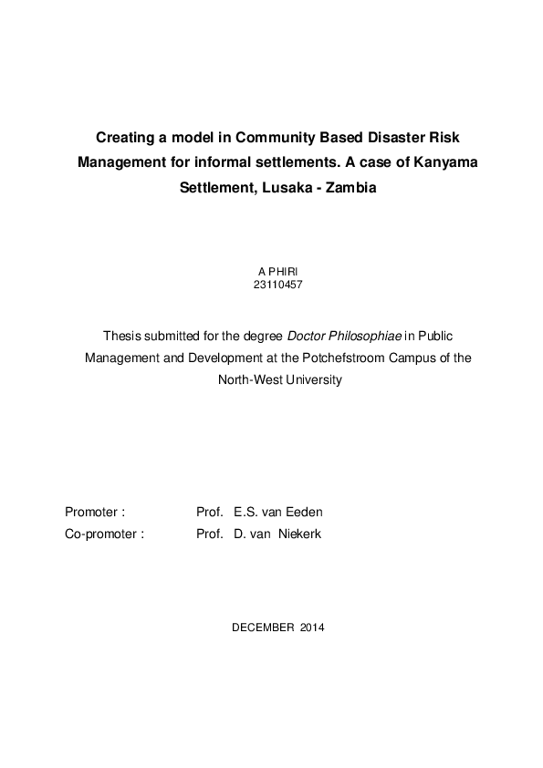 (PDF) Creating a model in community based disaster risk management for ...