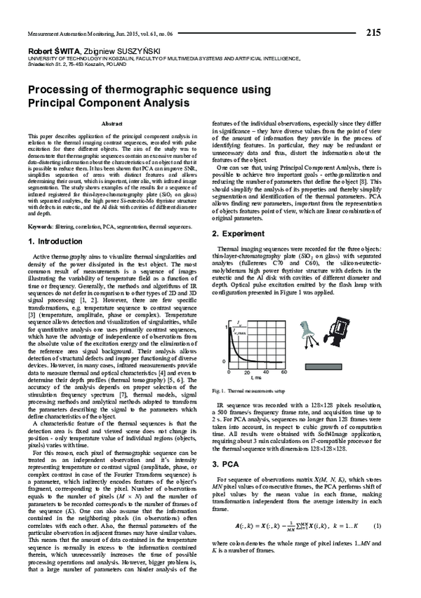 (PDF) Processing of thermographic sequence using Principal Component Analysis