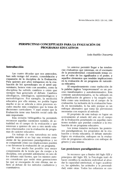 (PDF) Perspectiva Conceptual Para La Evaluación De Programas Educativos