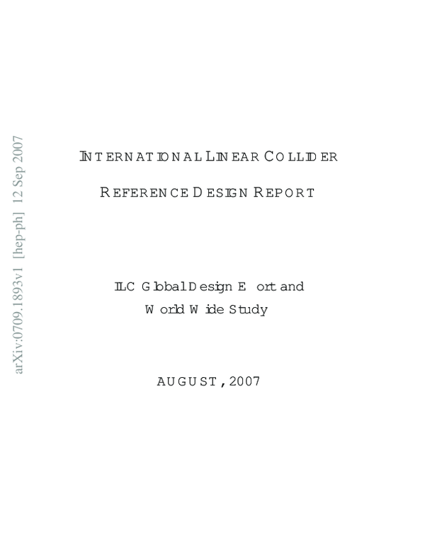 (PDF) International Linear Collider Reference Design Report