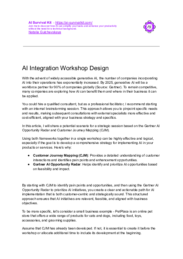 (PDF) AI Integration Workshop Design