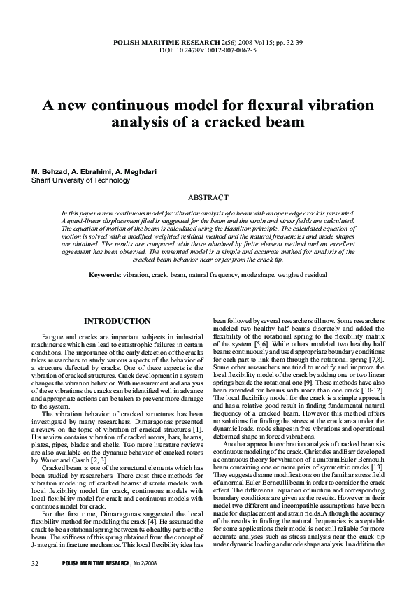 (PDF) A new continuous model for flexural vibration analysis of a ...