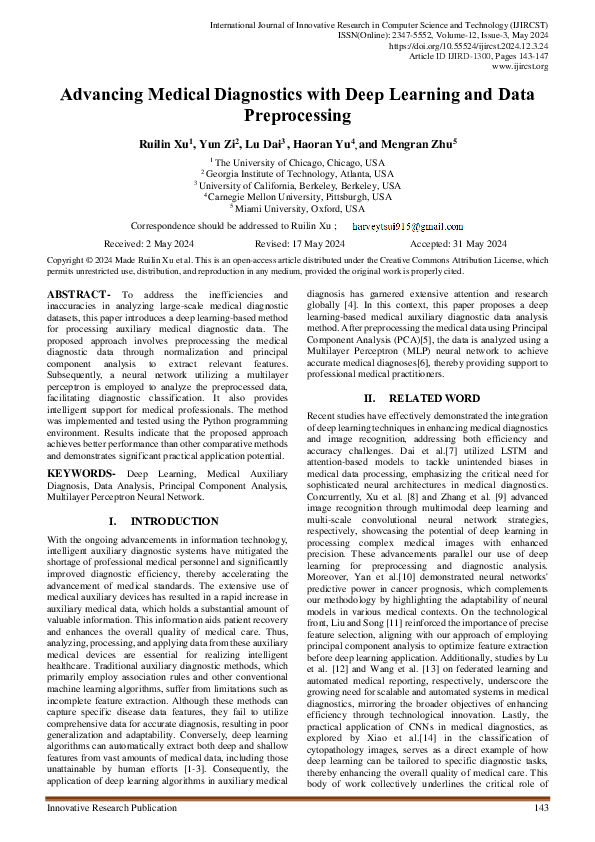 (PDF) Advancing Medical Diagnostics with Deep Learning and Data Preprocessing