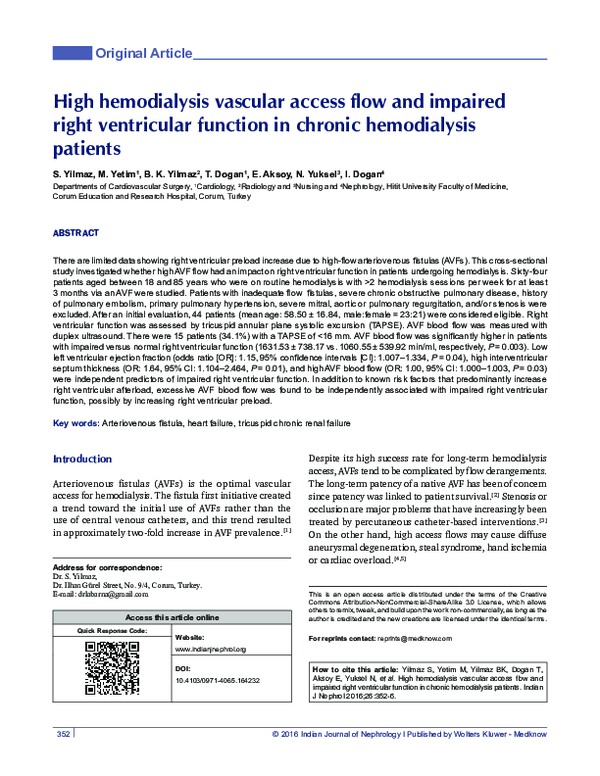 (PDF) High hemodialysis vascular access flow and impaired right ...