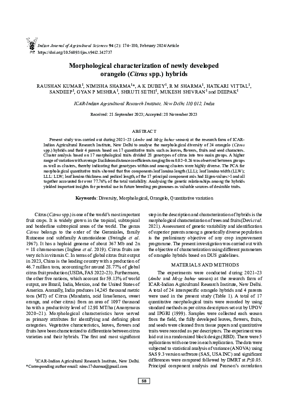 (PDF) Morphological characterization of newly developed orangelo ...