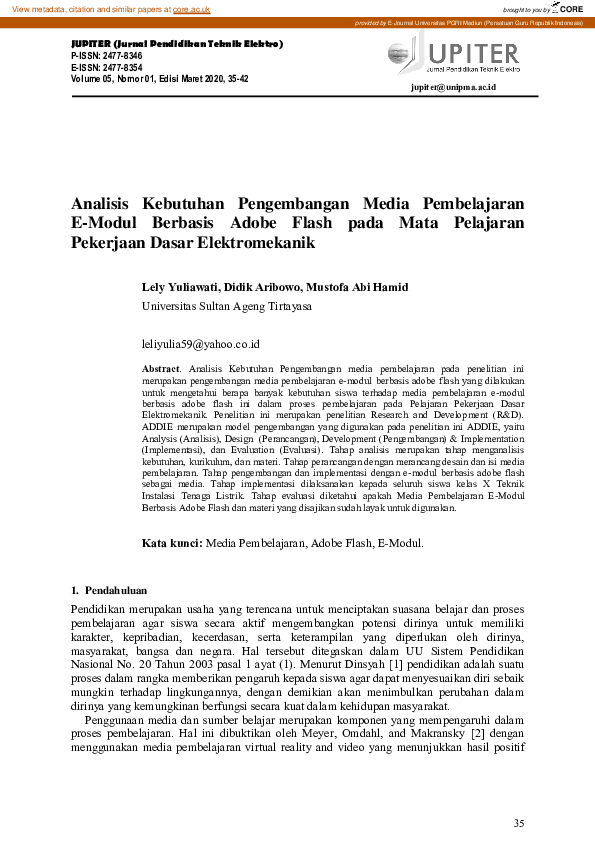 (PDF) Analisis Kebutuhan Pengembangan Media Pembelajaran E-Modul Berbasis Adobe Flash pada Mata ...